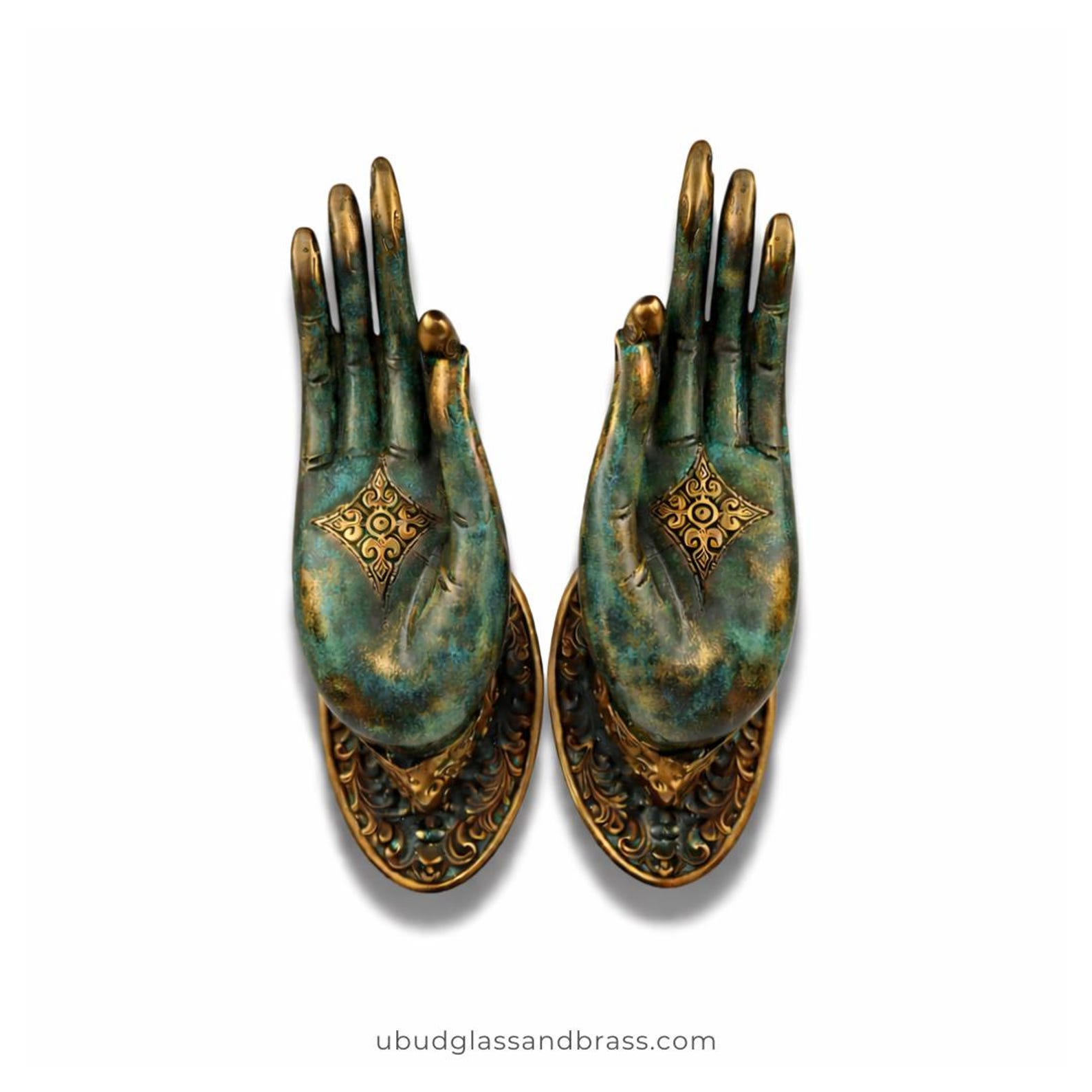 Set of 2 Brass Shuni Mudra Hands (S,M,L Sizes) | Batik Buddha Hand Wall ...