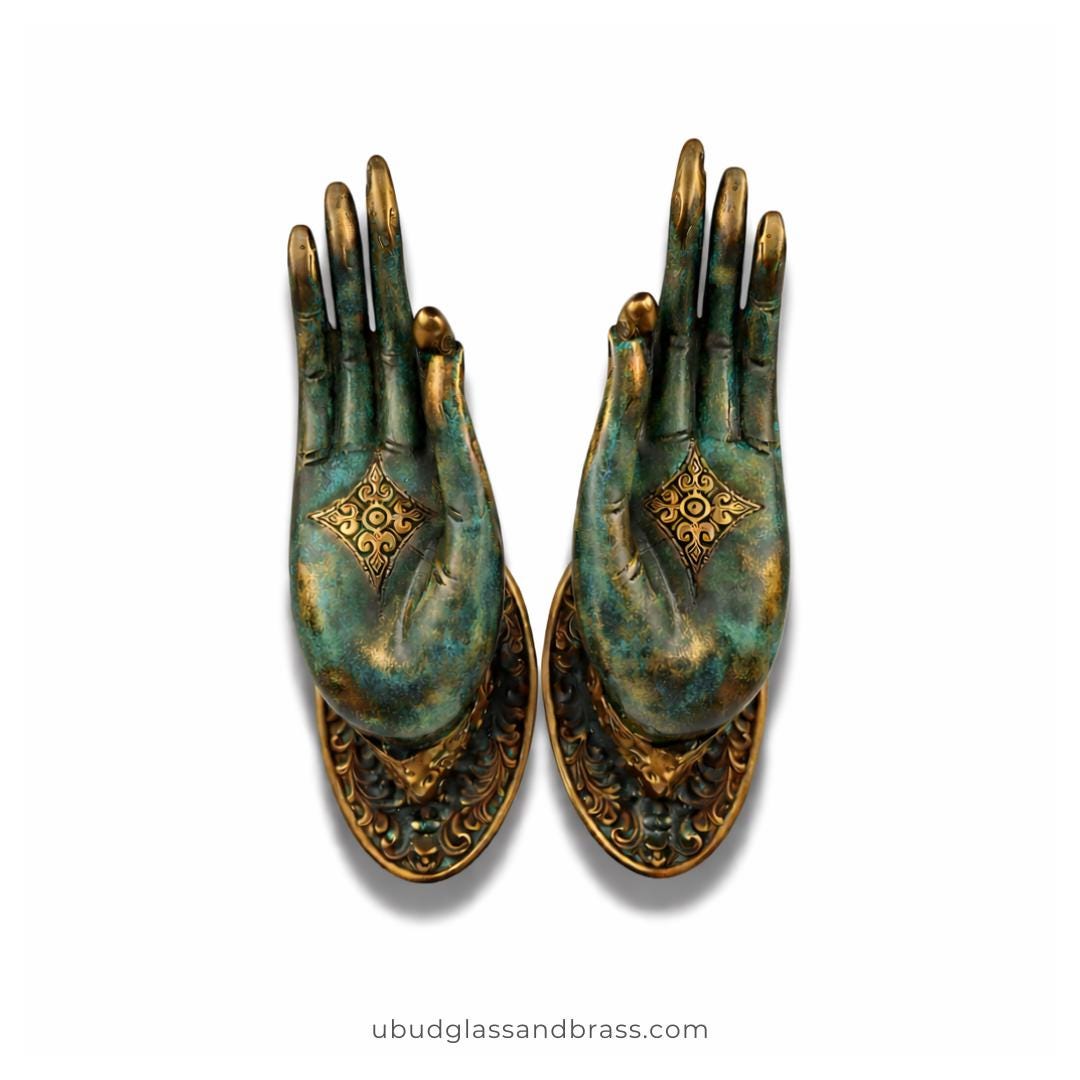 Set of 2 Brass Shuni Mudra Hands (S,M,L Sizes) | Batik Buddha Hand Wall ...