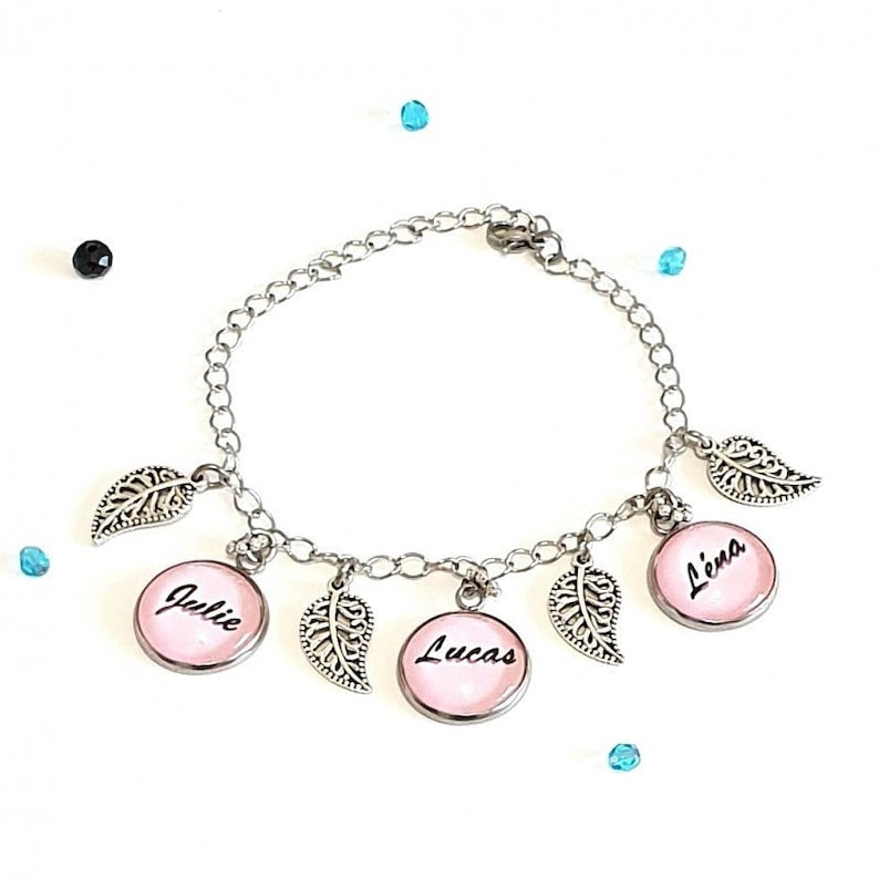 Bracelet personnalisé prénom, bracelet breloques et cabochon, cadeau ... Bracelet personnalisé prénom, bracelet breloques et cabochon, cadeau ...