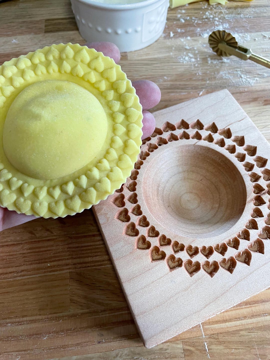Wooden Ravioli Mold - 4-inch Round With Heart Wreath Design - Etsy