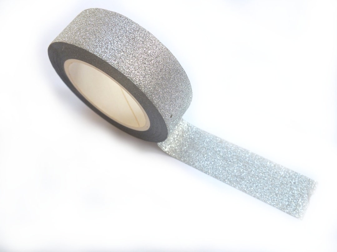Washi Ribbon 15 Mm X 10 M Silver Glitter Pattern - Etsy