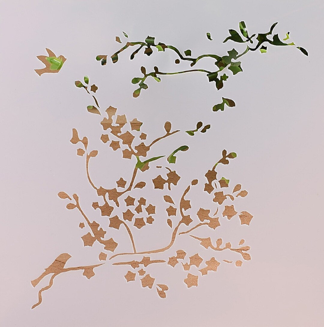 PLASTIC STENCIL 13 13cm: Branches and Birds - Etsy
