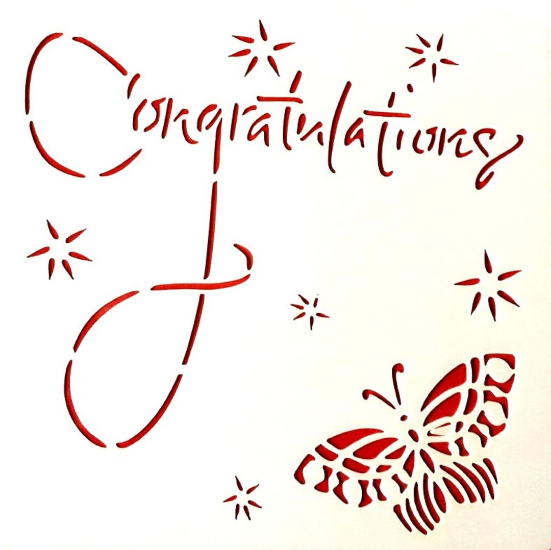 PLASTIC STENCIL 1313cm : Congratulations - Etsy
