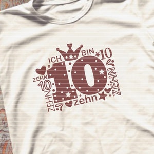 Zahl Zehn Plotterdatei SVG DXF FCM, Kinder, Krone, Zahl, 10, zehn, Geburtstag, Herz, Stern ...