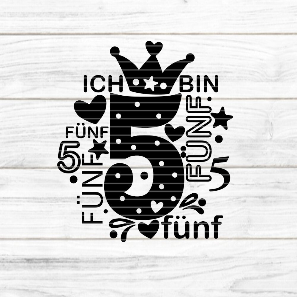 Number 5 Plotter File SVG DXF FCM, Child, Crown, Five, Number, 5 ...