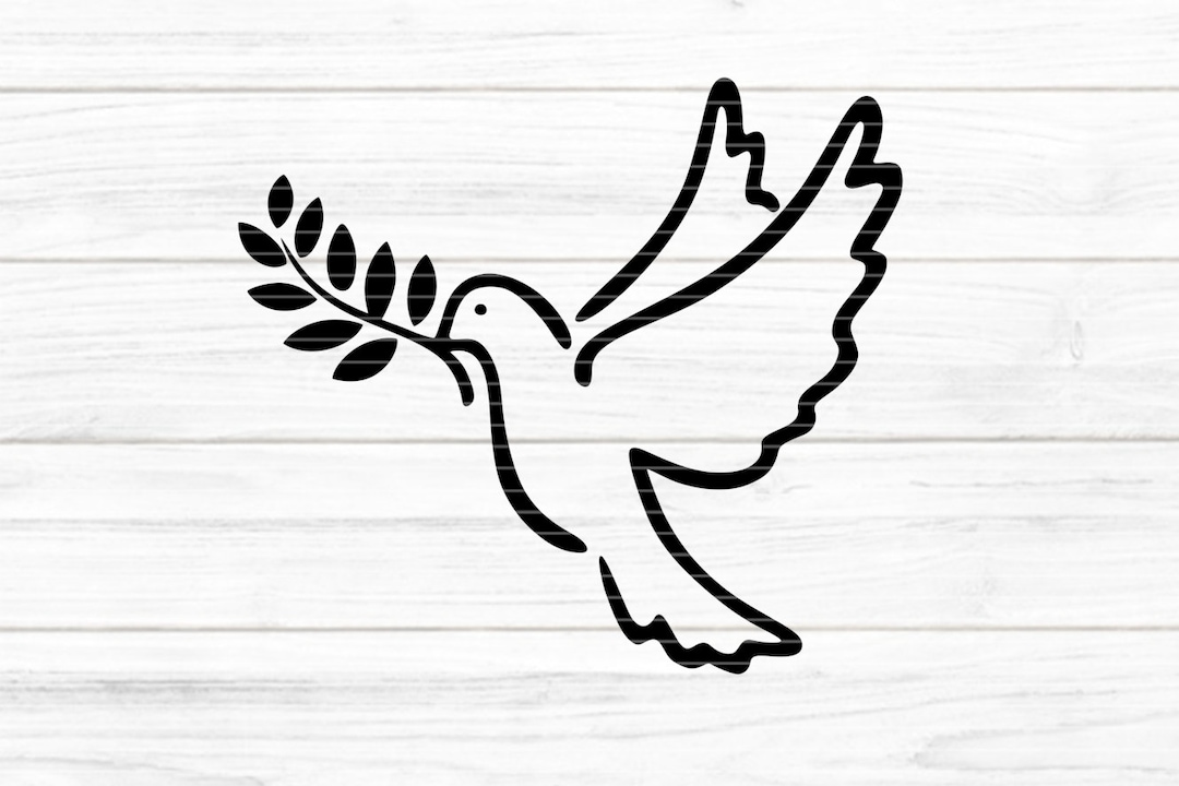Dove With Branch Cutting File SVG DXF FCM, Peace, Wedding, Baptism ...