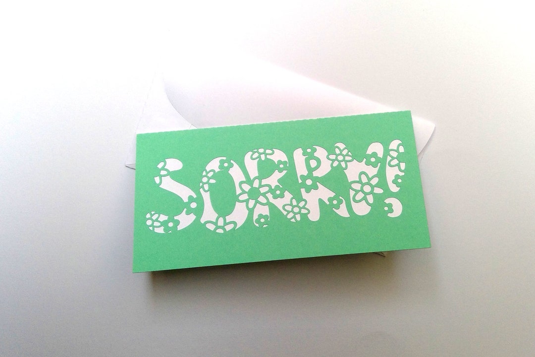 Card Sorry Cutting File SVG DXF FCM, Sorry, Text, Flowers, Laser, Paper ...