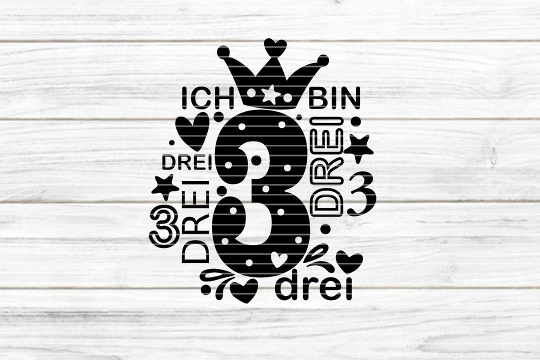 Zahl 3 Plotterdatei SVG DXF FCM Zahl Kind Alter Krone - Etsy Australia