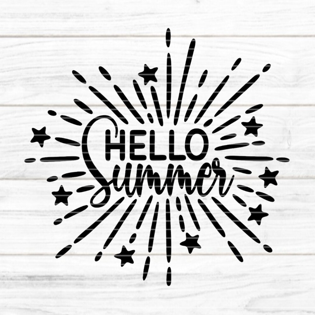 Hello Summer Plotterdatei SVG DXF FCM, Sommer, Sonne, Sterne, Urlaub, Strand, Text, Laser ...