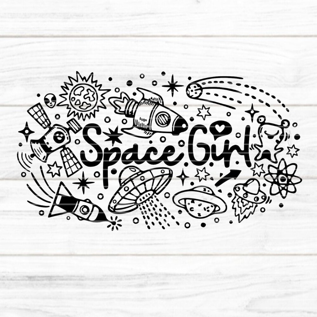 Space Girl Cutting File SVG DXF FCM, Space, Galaxy Space Children Girl ...