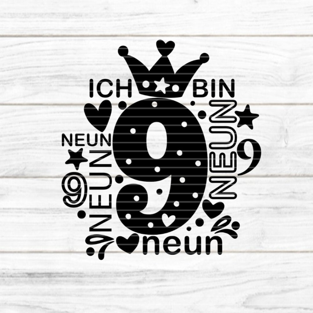 Number 9 Plotter File SVG DXF FCM, Children, Crown, Number, 9, Nine ...
