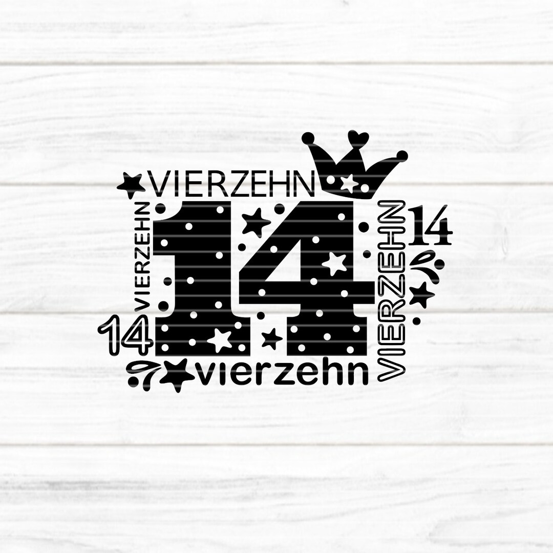 Number Fourteen Plotter File SVG DXF FCM, Kids, Crown, Number, 14 ...