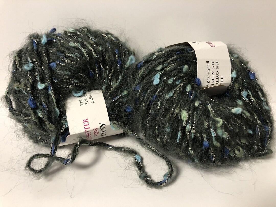 Set of 10 Balls of Fancy Wool and Shiny Silver Thread / Soft / - Etsy