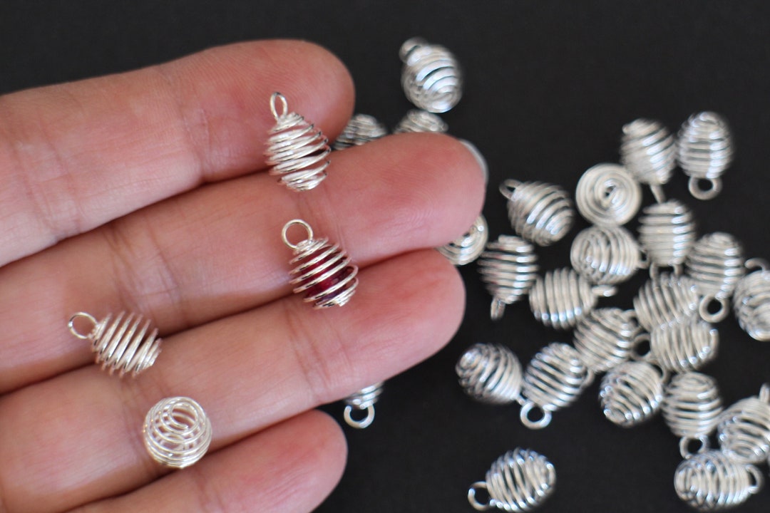 20 Silver-plated Metal Spiral Bead Cages, 12 X 9 Mm - Etsy UK