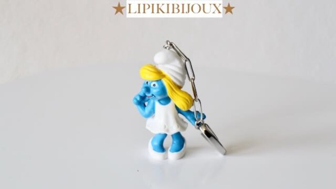 Smurfette Key Ring and Silver Stainless Steel Handmade - Etsy UK