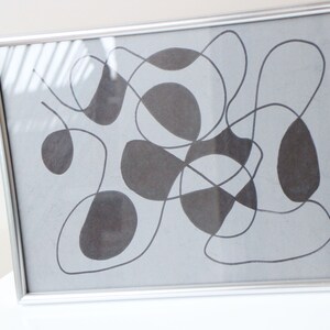 Abstract Black and Gray One Line Drawing Handmade - Etsy