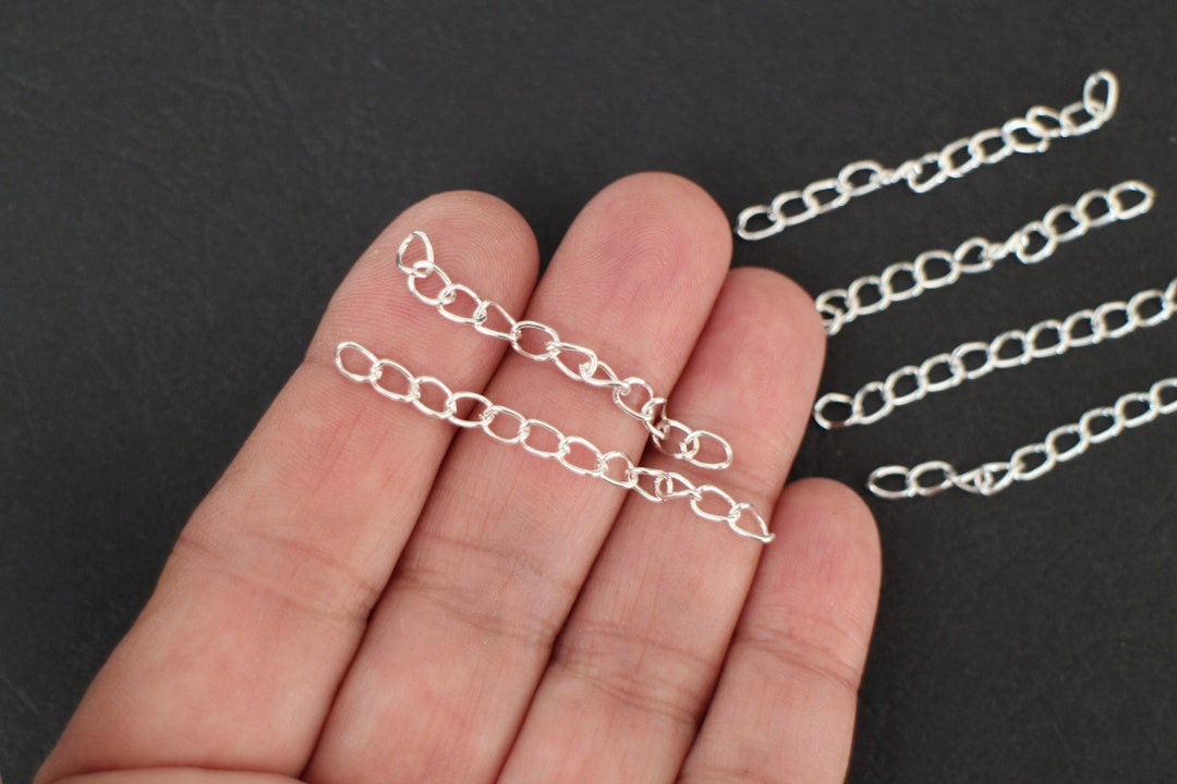 10 Silver Metal Extension Chains 50mm X 4mm - Etsy