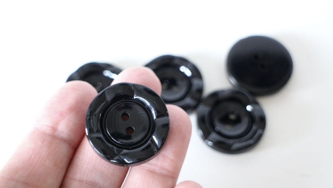 5 Round Black Resin Buttons 27 Mm - Etsy