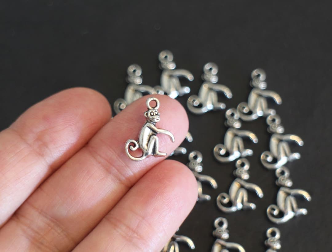 10 Silver-plated Metal Monkey Charms 16 X 13 Mm - Etsy