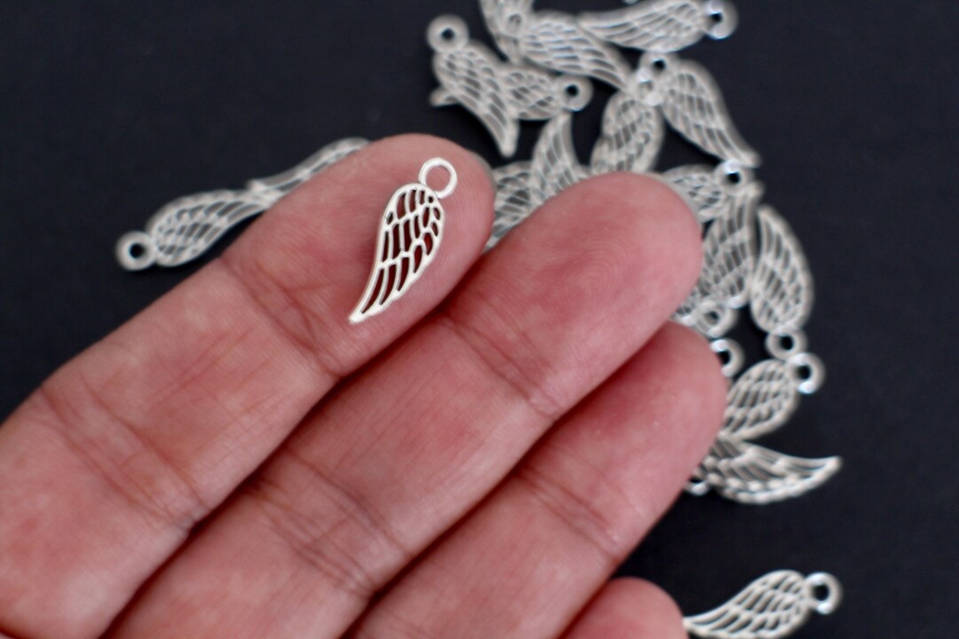 10 charms de alas caladas en metal plateado 18 x 7 mm - Etsy España