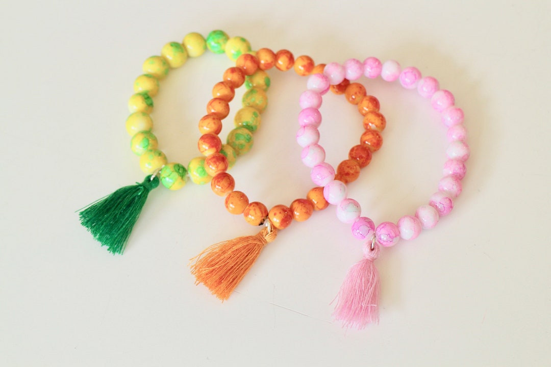 3 Handmade Ball Bead Bracelets - Etsy