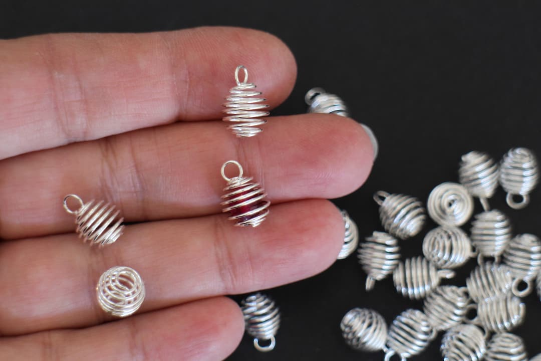 10 Silver Metal Spiral Bead Cages 12 X 9 Mm - Etsy UK