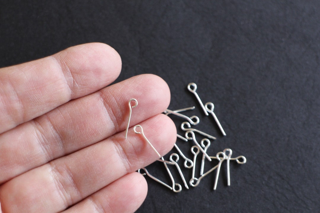 100 Silver Metal Eye Pins 14 Mm - Etsy Norway