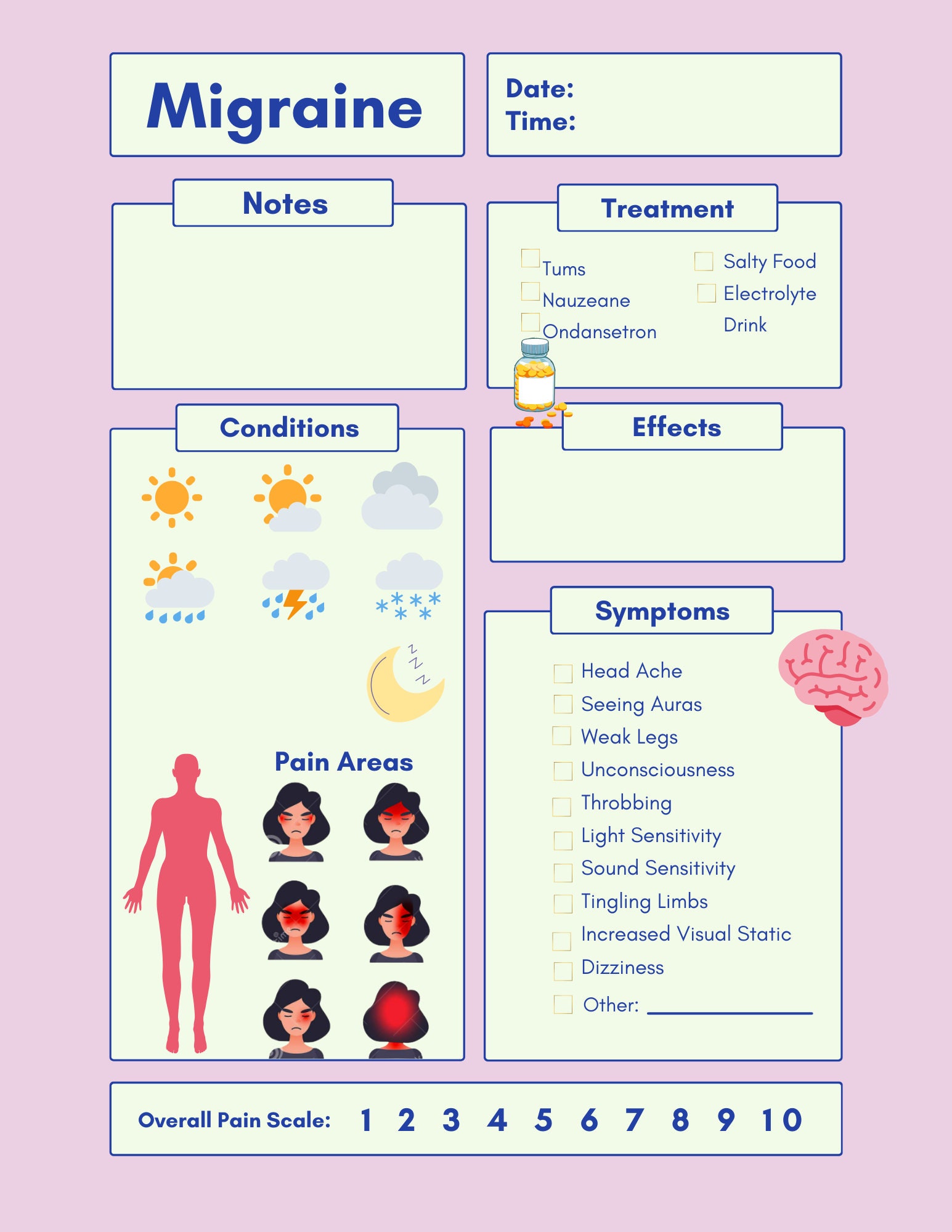Migraine Tracker Digital Download - Etsy