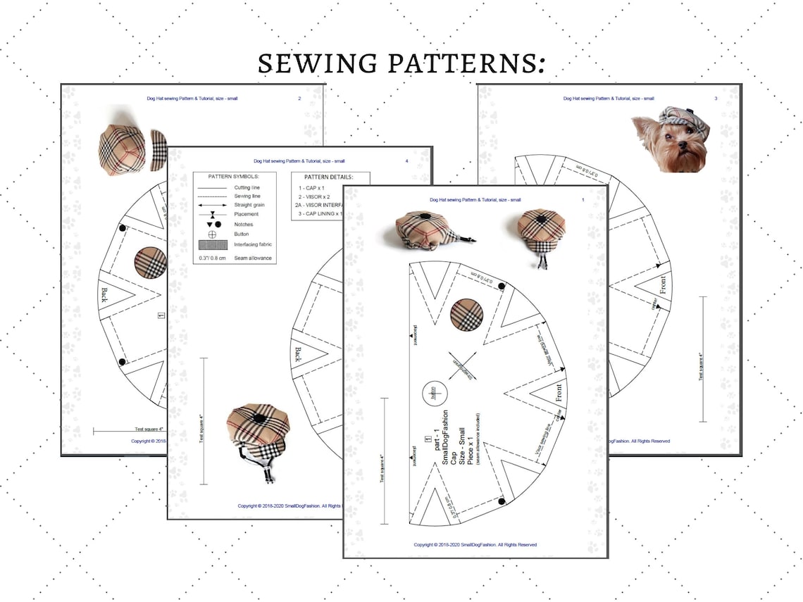 Small dog hat pattern for dog Pet hat PDF Dog hat sewing Pdf | Etsy