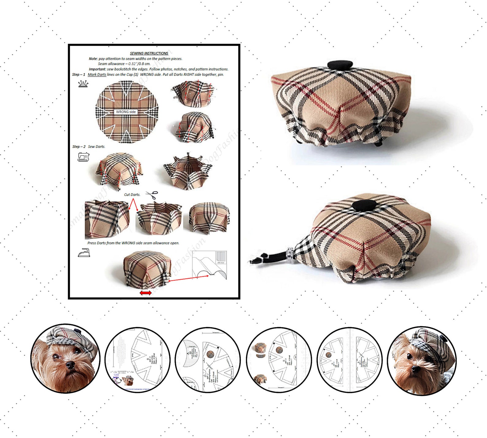Small Dog Hat Pattern for Dog Pet Hat PDF Dog Hat Sewing Pdf | Etsy