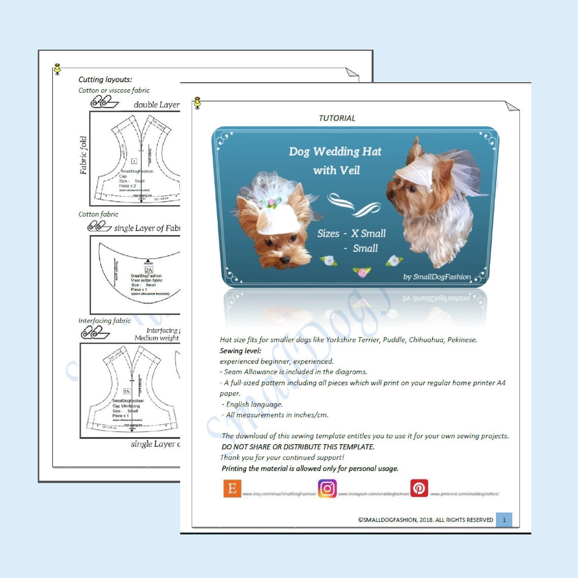 Dog Hat Pattern PDF Wedding Dog Hat With Veil Pet Clothes PDF - Etsy