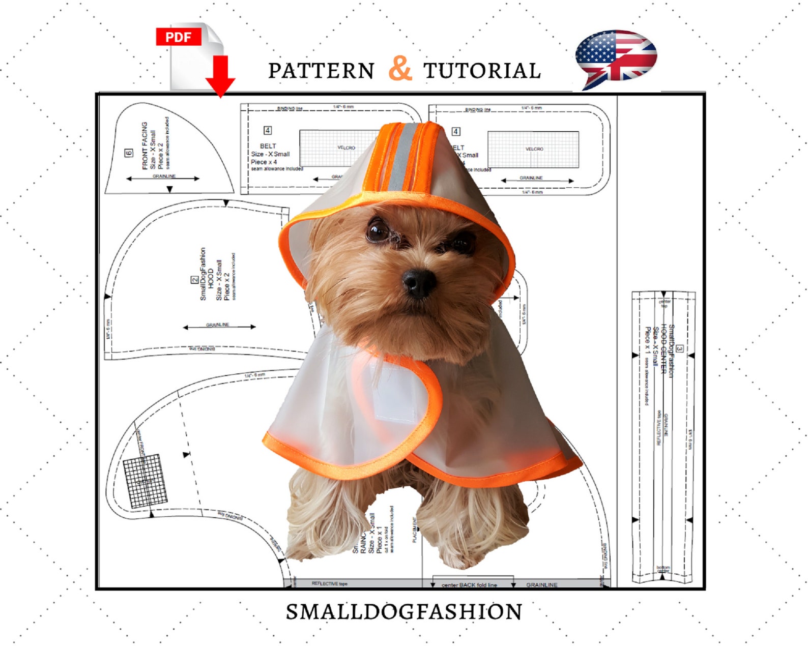 Dog Coat Pattern PDF Small Dog Clothes Patterns Dog Coat Waterproof Dog ...