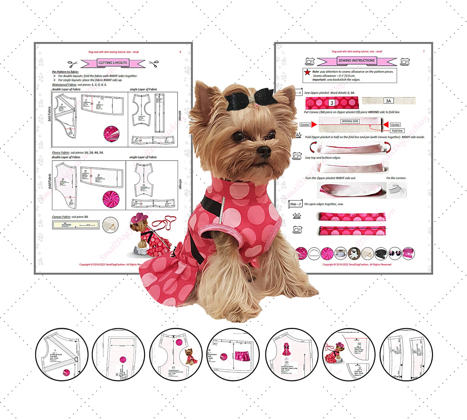 Dog Coat Sewing Pattern PDF, Small Dog Clothes Dog Outfit Clothes Small ...