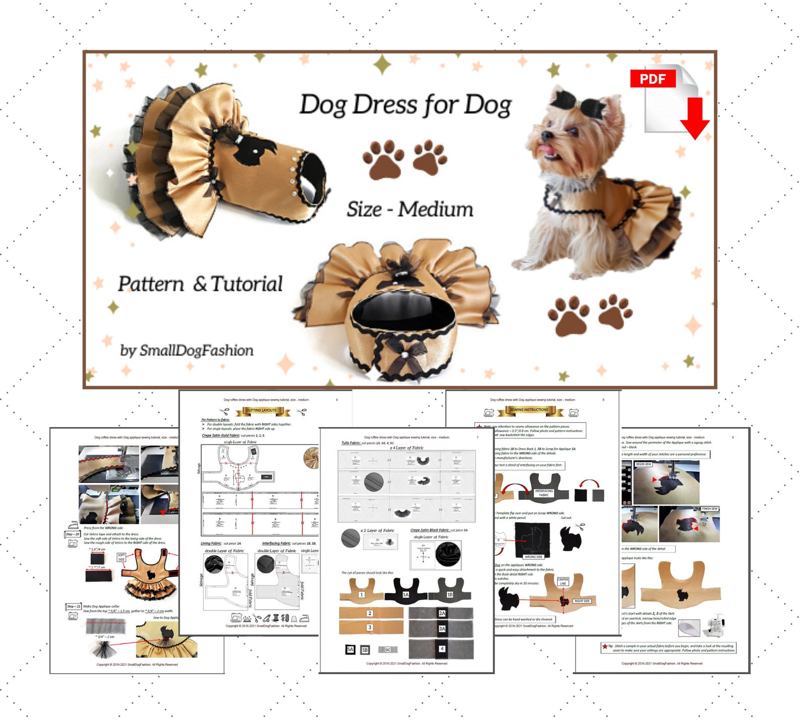 Small Dog Clothes Sewing Pattern With Sewing Tutorial PDF Size Medium ...