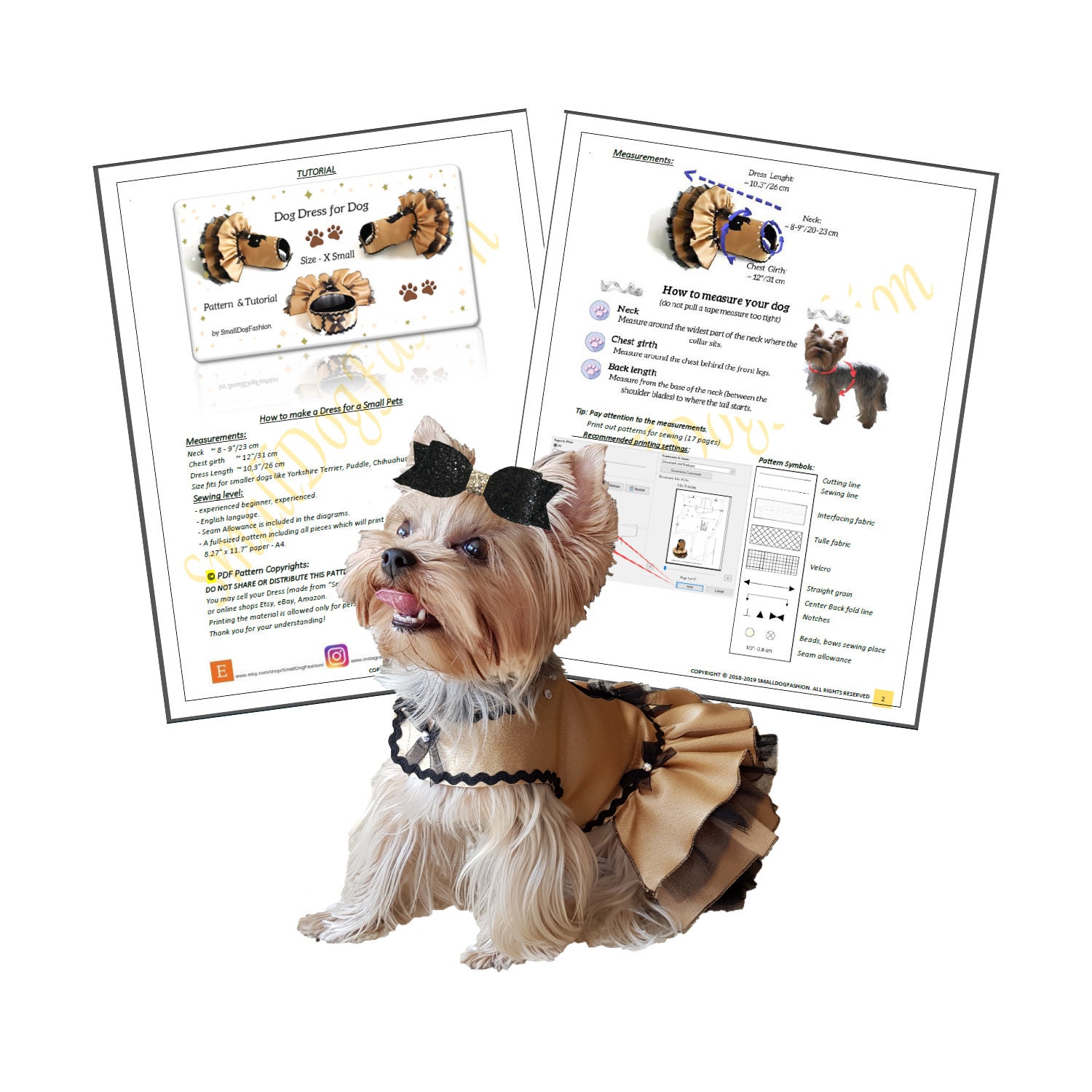 Dog dress pattern dog clothes PDF Girl dog clothes dress For | Etsy