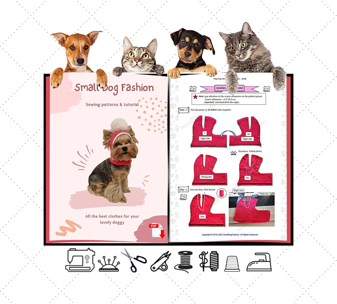 Dog Winter Hat Sewing Pattern PDF Small Pet Hat Pet Clothes Pattern for ...