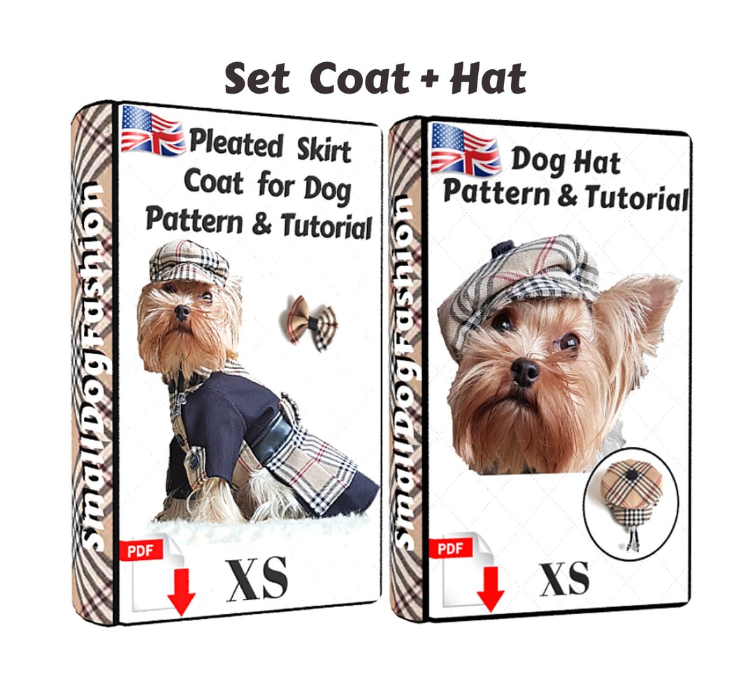 Dog Sewing Patterns a Set of Clothes for Small Dogs Tartan Coat and Hat ...