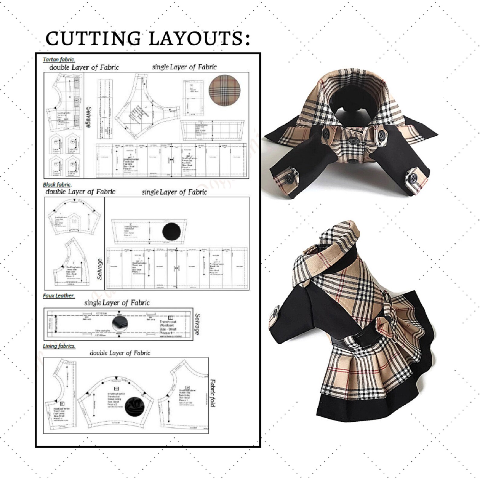 Dog Clothes Patterns for Small Dogs Tartan Coat and Hat Set - Etsy