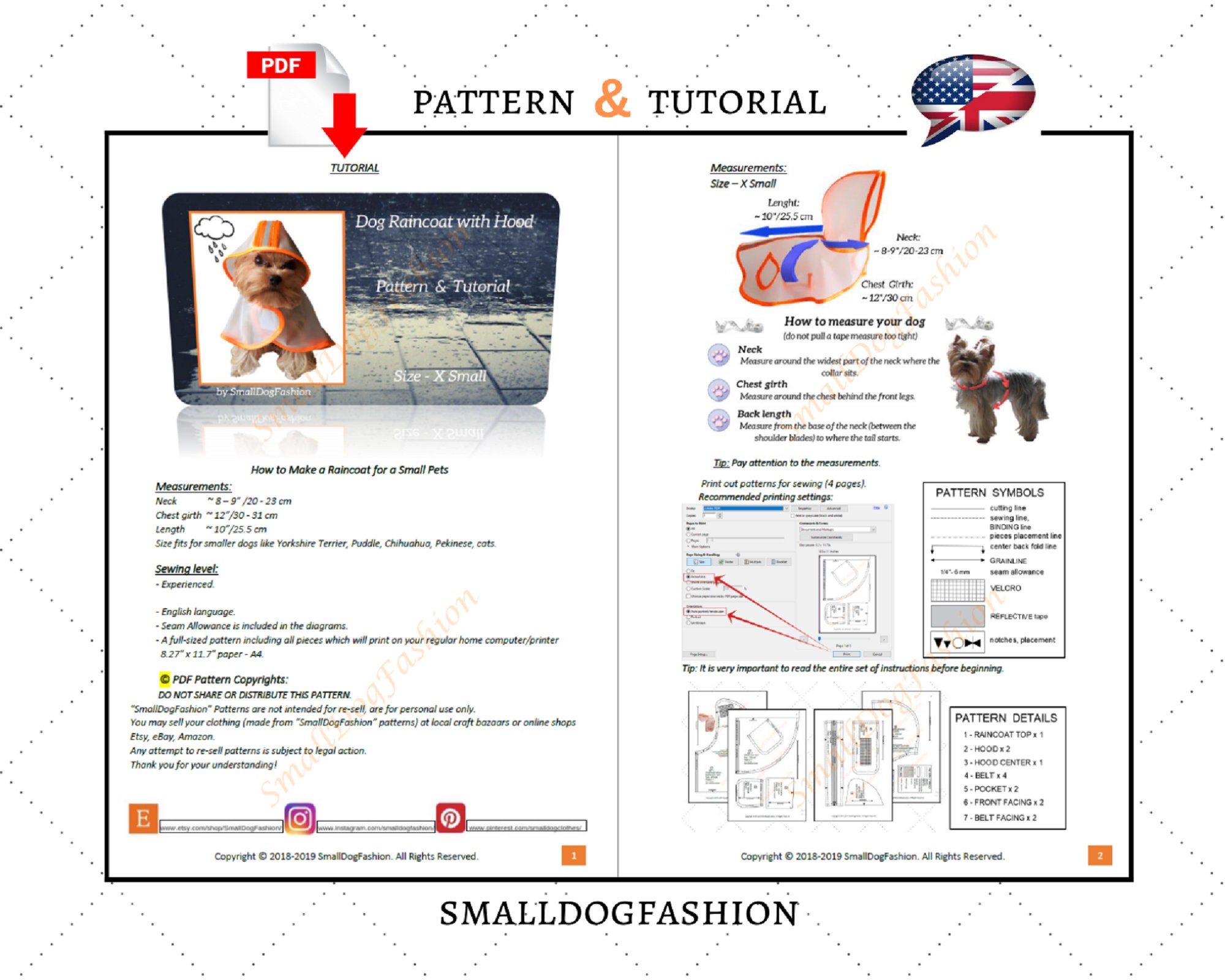 Dog Coat Pattern Pdf Small Dog Clothes Patterns Dog Coat Waterproof Dog