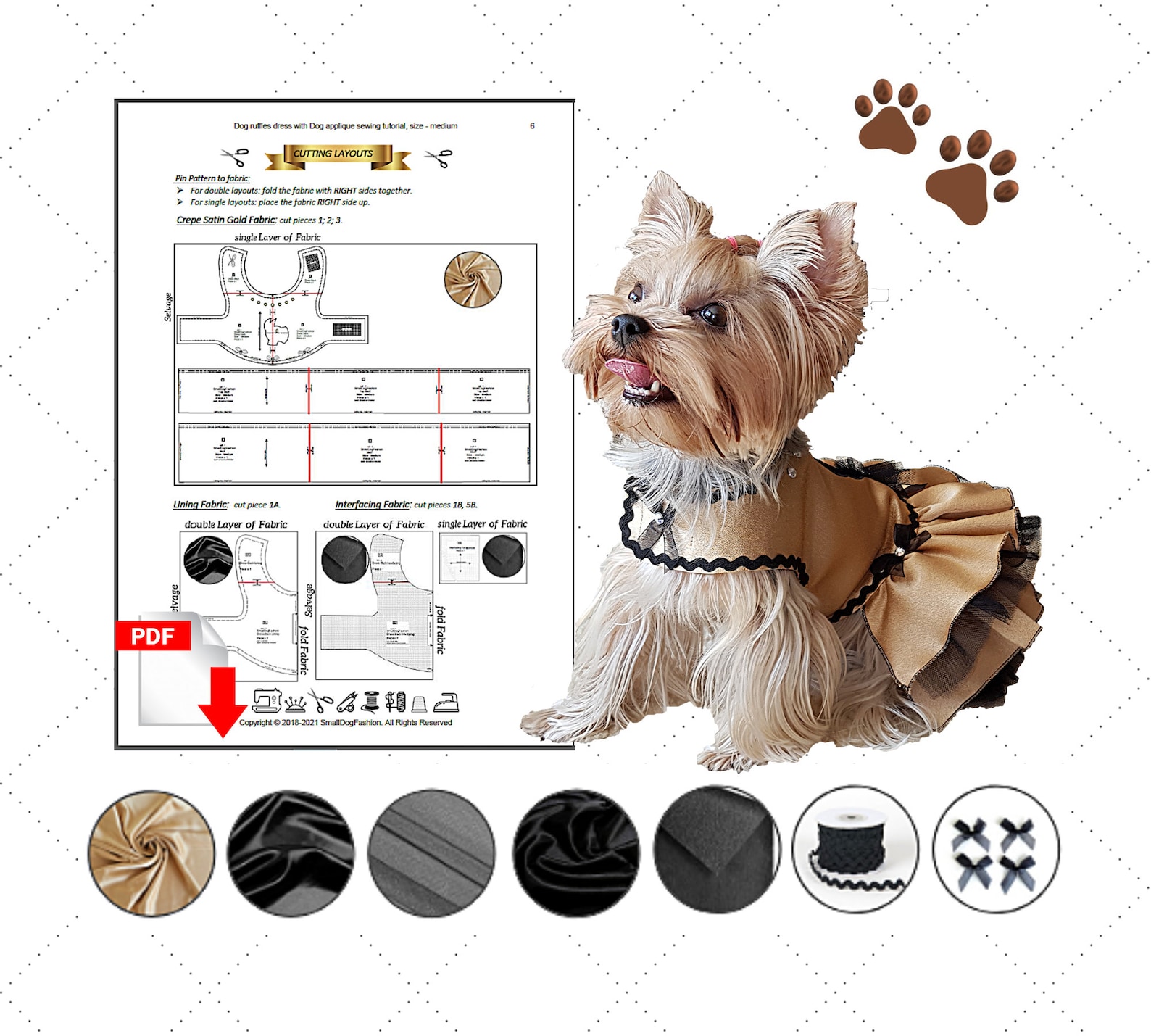 Small Dog Clothes Sewing Pattern With Sewing Tutorial PDF Size Medium ...