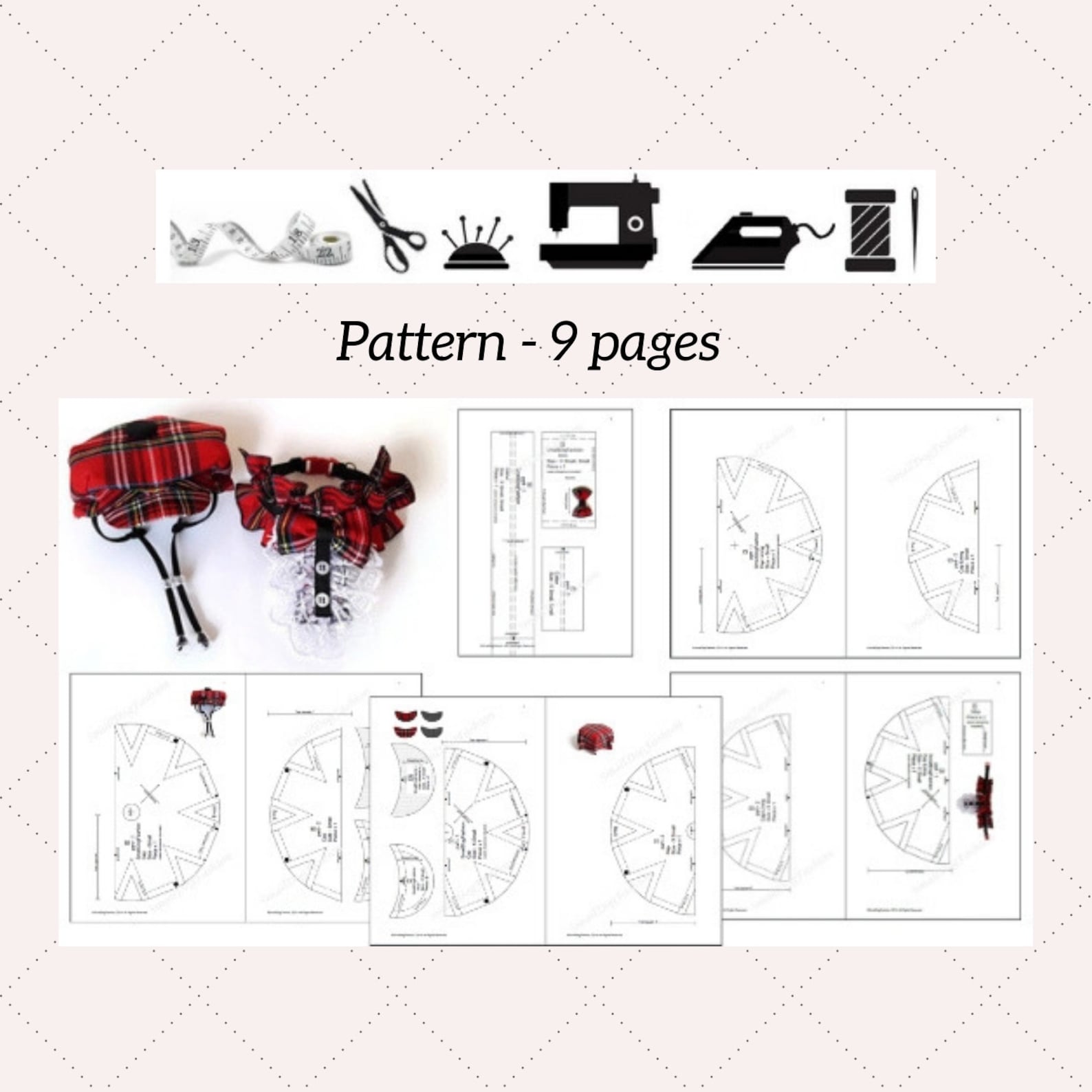 PDF Pattern for Dog Hat & Jabot Collar Set Pet Clothes PDF Dog - Etsy