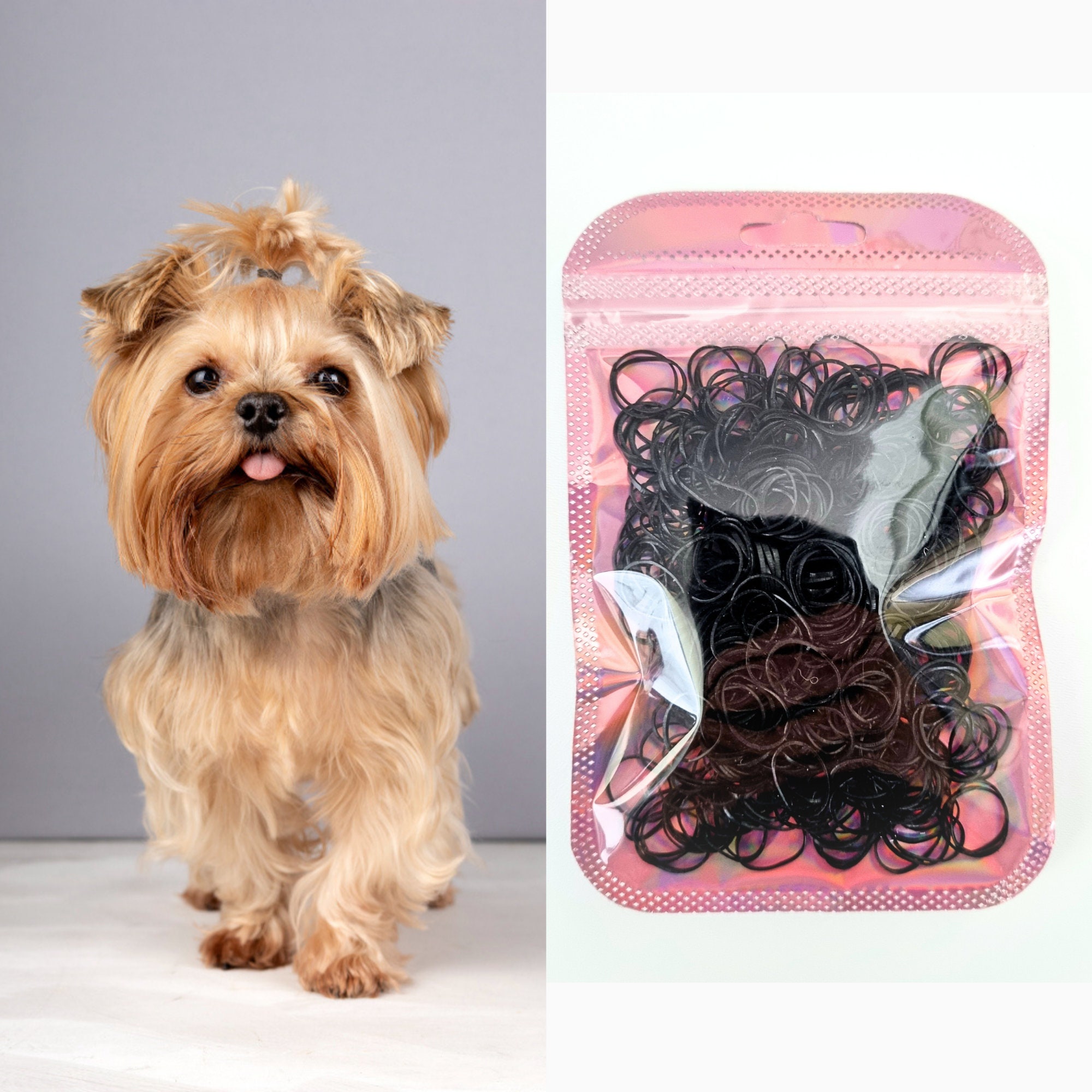 Black Rubber Bands for Dog Hair Bands Dog Grooming Lightweight Elastic ...