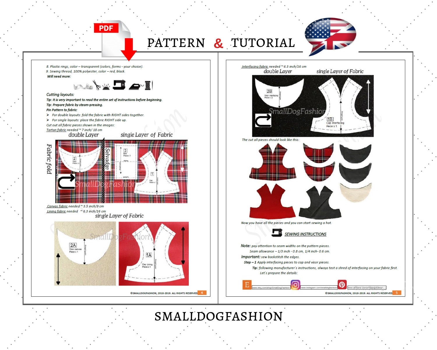 Dog Hat for Dogs PDF Pattern for Dog Clothes Small Dog Hat Pattern Dog ...