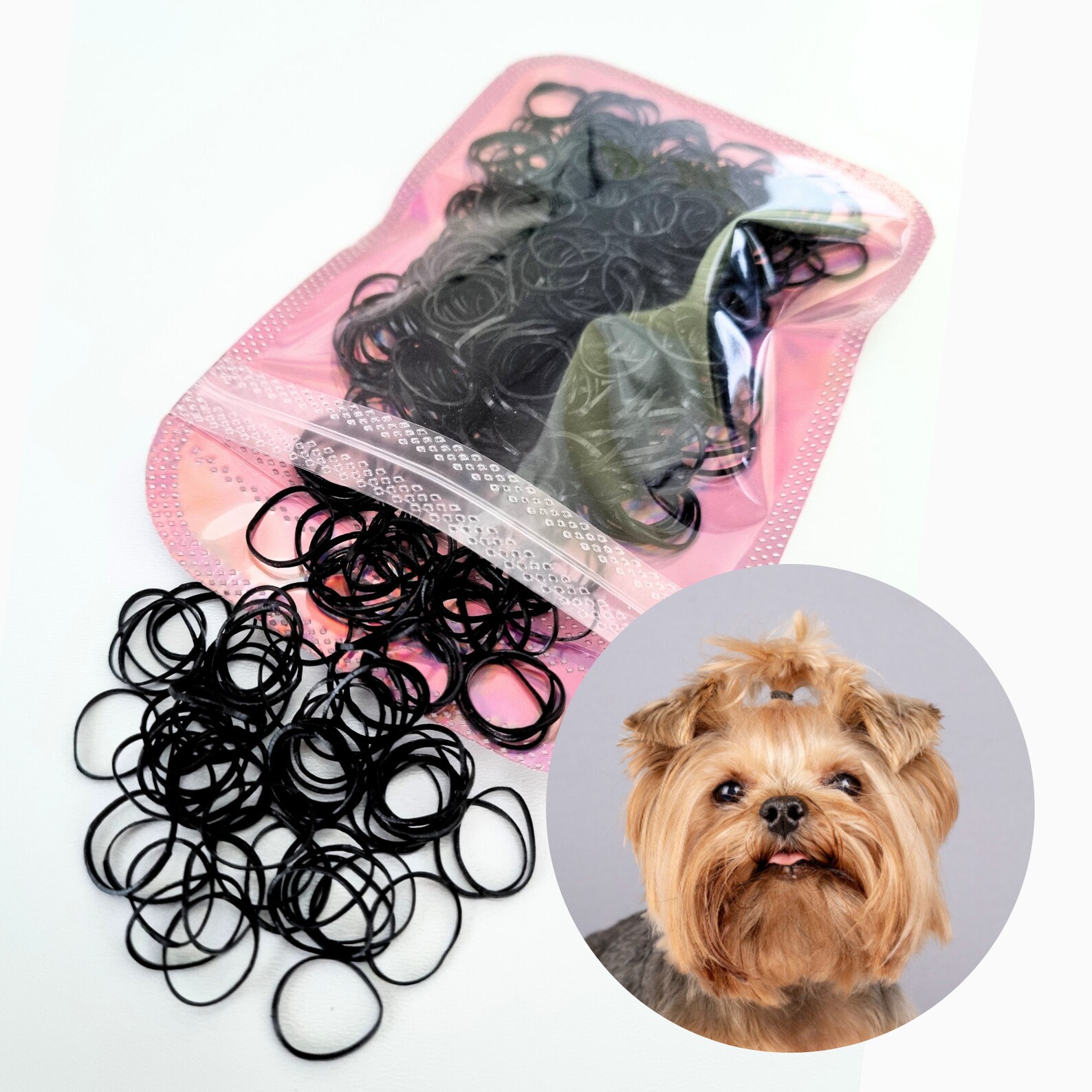 Black Rubber Bands for Dog Hair Bands Dog Grooming Lightweight Elastic ...