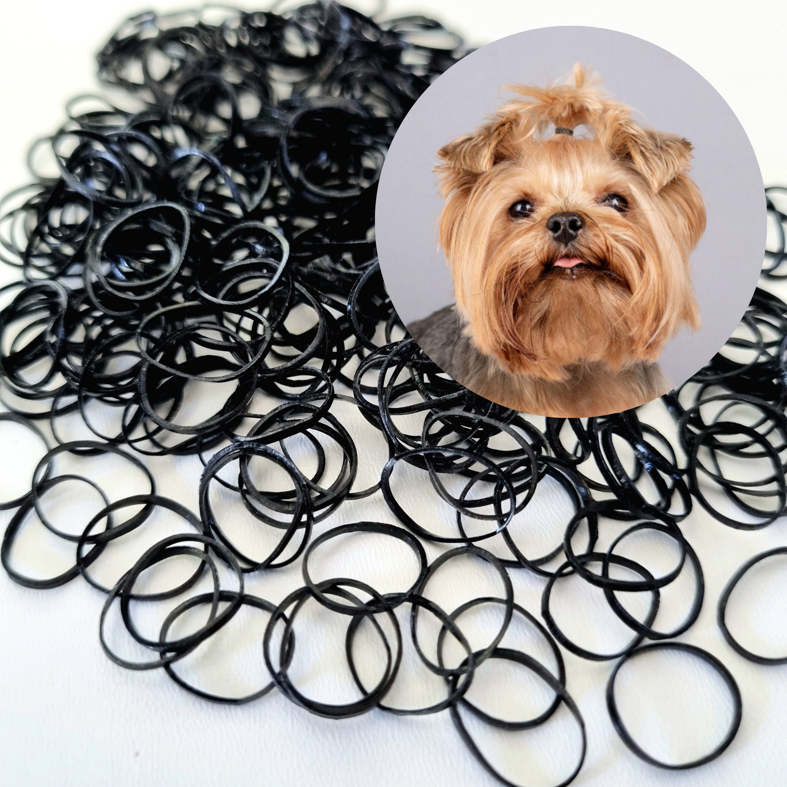 Black Rubber Bands for Dog Hair Bands Dog Grooming Lightweight Elastic ...