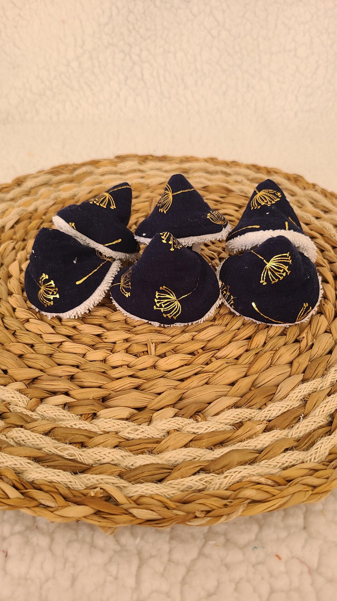 6 Pee Teepees in Double Blue Gauze and Gold Flowers and White Sponge - Etsy