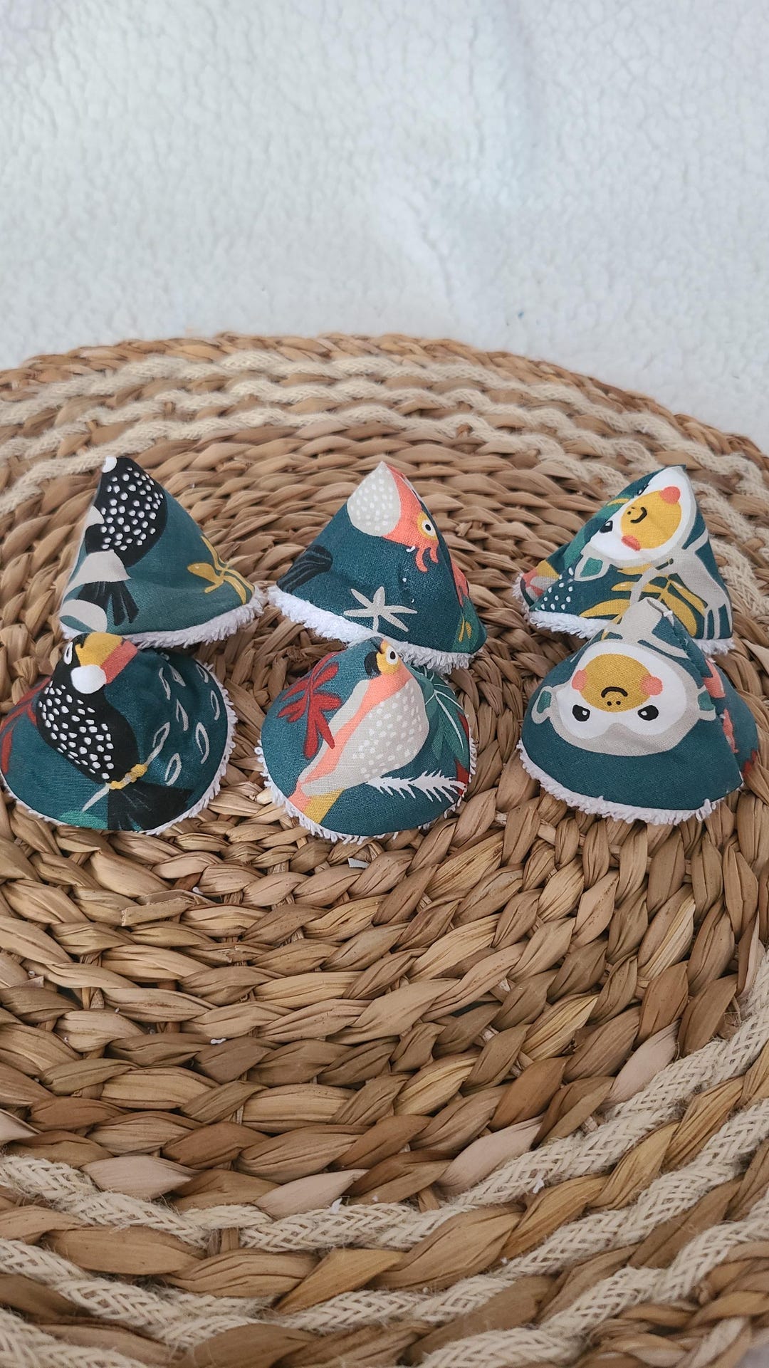 6 Pee Teepees, White Terry Cloth Triangles and Green Cotton Toucan and ...