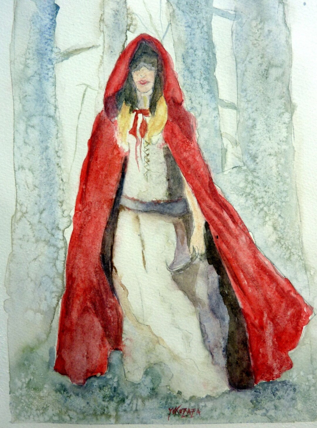 Watercolour Woman Little Red Riding Hood - Etsy