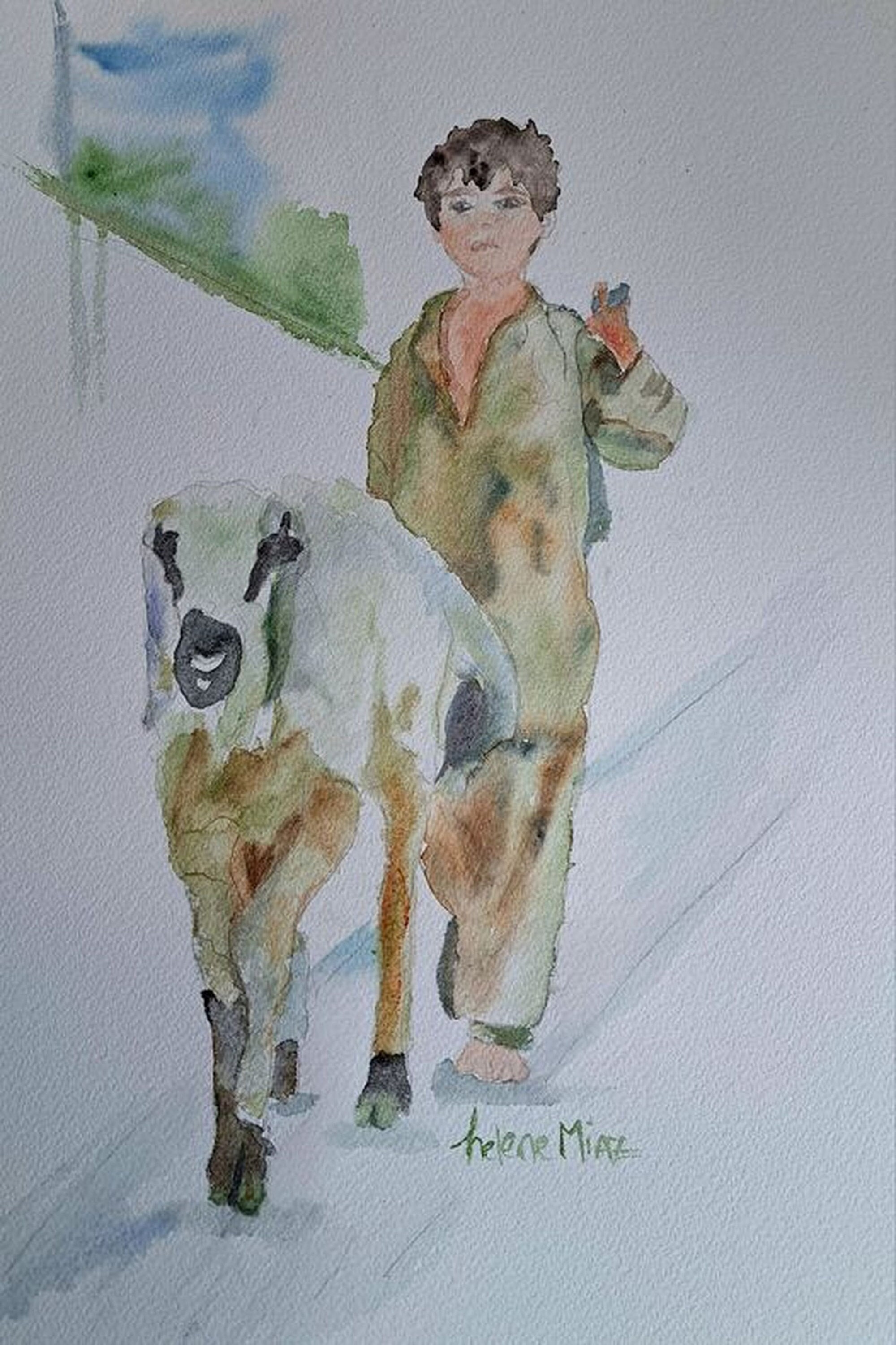 Watercolor the Little Shepherd and His Sheep - Etsy