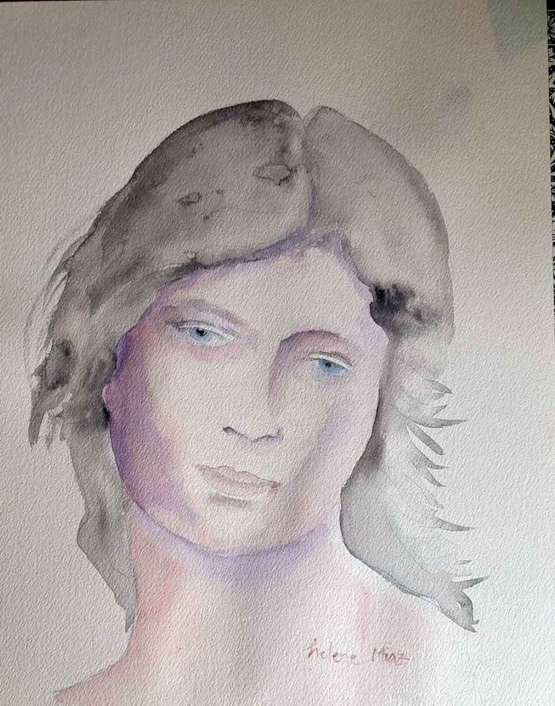 Watercolor Portrait of a Woman, Melancholy - Etsy